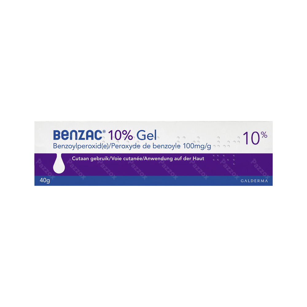 Benzax 10% Gel Peroxyde de Benzoyle 40g - Pazzox, pharmacie en ligne