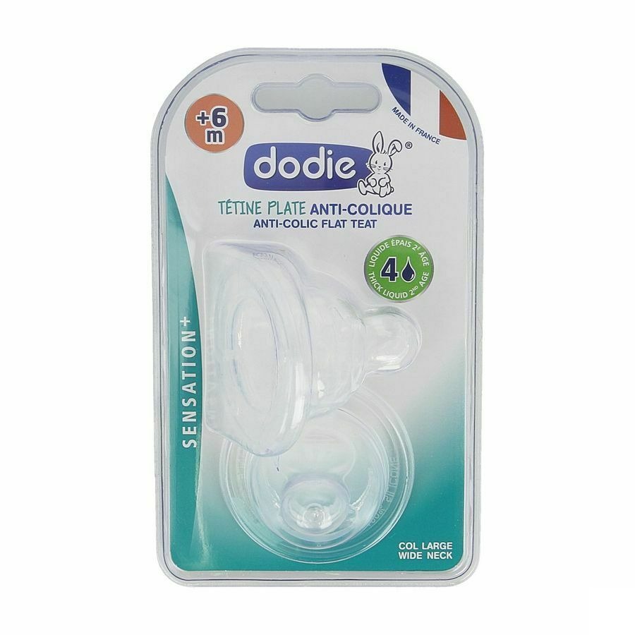Dodie Tetine Plate Col Large Sil. Debit4 Epais +6m - Pazzox