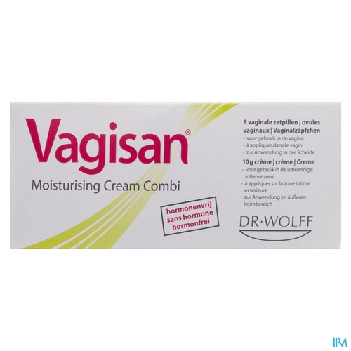 Vagisan Moisturizing Cream Combi Cr 10g + 8 Ovules - Pazzox